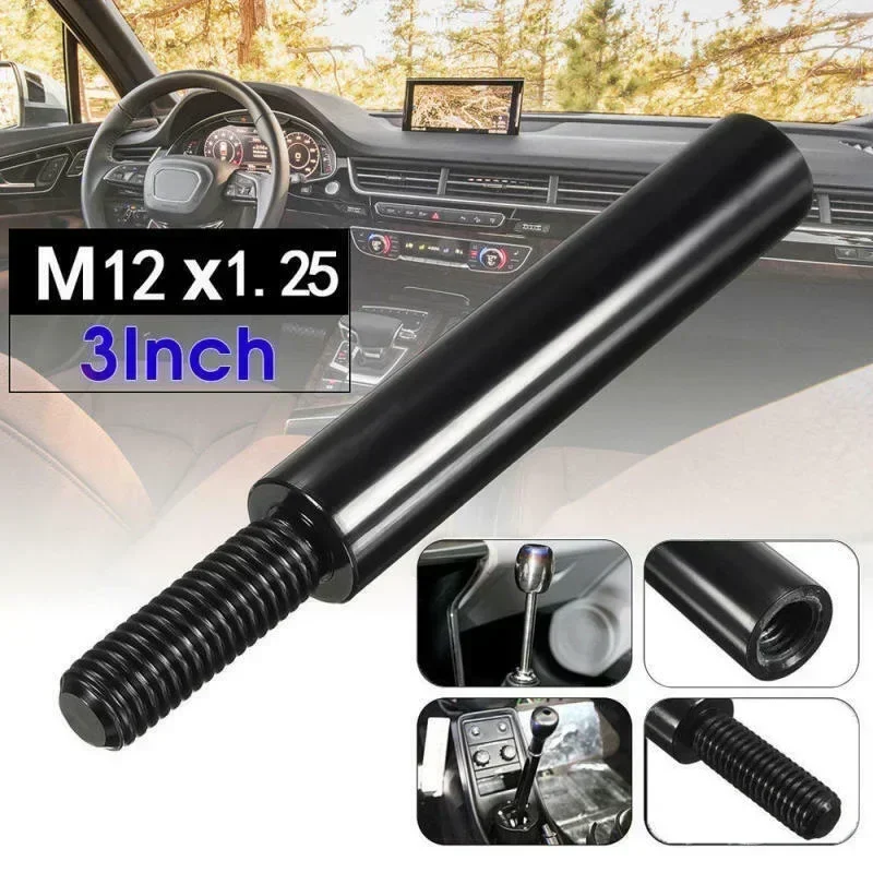 3-M12X1-25-Black-Shift-Knob-Extension-For-Manual-Gear-Shifter-Lever ...