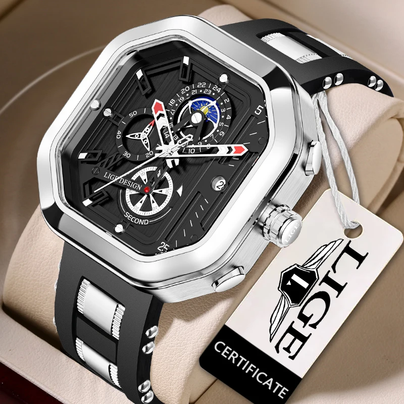 LIGE-Clock-Fashion-Square-Watches-Men-Luxury-Sport-Silicone-Waterproof ...