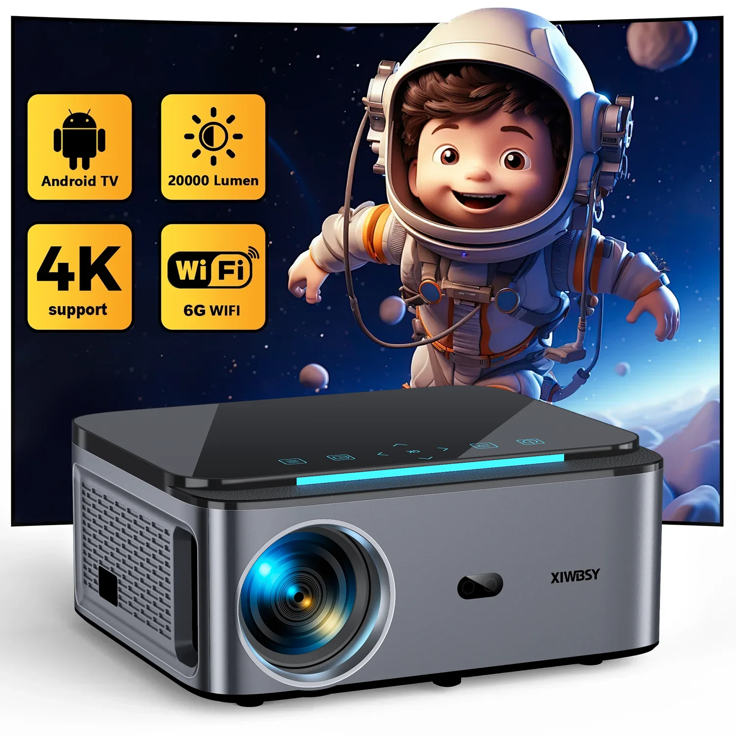 XIWBSY-Full-HD-Projector-4K-800ANSI-20000Lumens-WiFi6-Bluetooth-Android ...