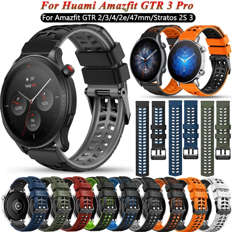 4-Smart-Watch-Straps-22mm-Silicone-Sport-Replacement-Bands-For-Amazfit ...