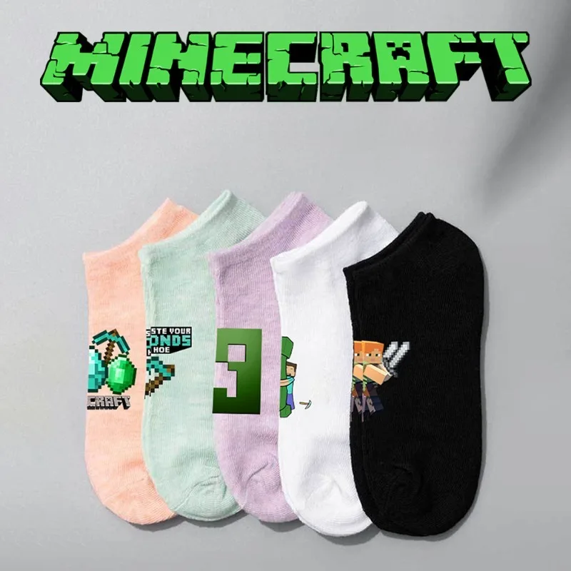 Minecrafts-Calcetines-cortos-de-algod-n-My-World-para-mujer-medias-de ...
