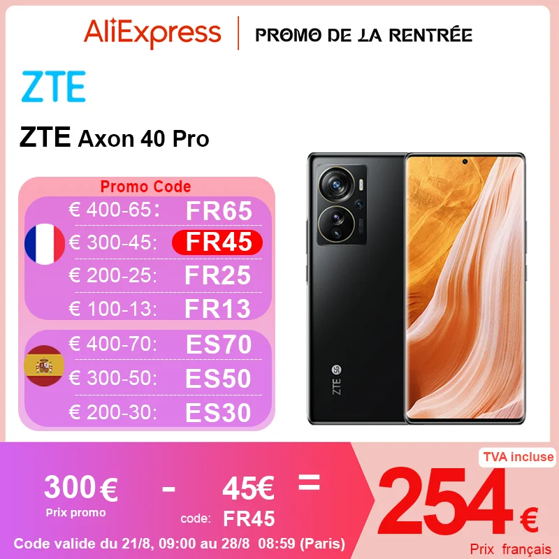 Global Version ZTE Axon 40 Pro 5G Smartphone 6.67“ 144Hz AMOLED Curved ...