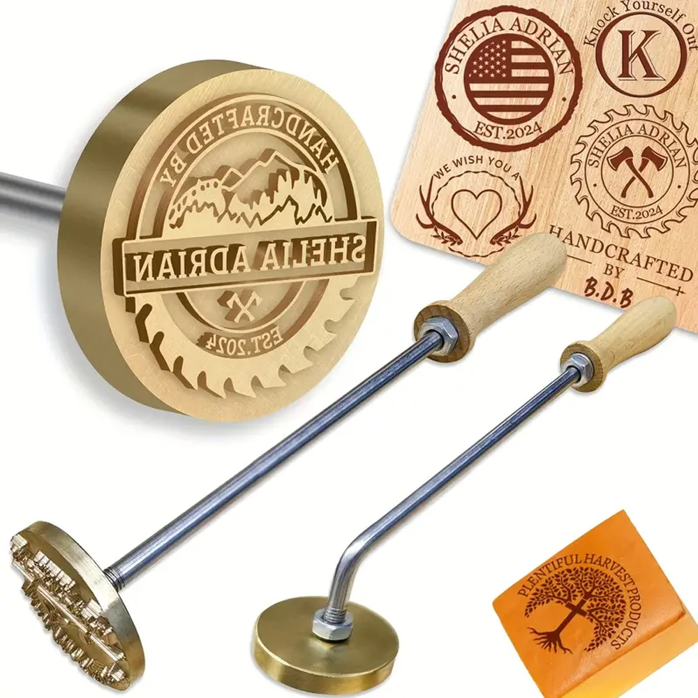Custom Branding Iron Stamp DIY LOGO Heating Brass Embosser Seals with ...