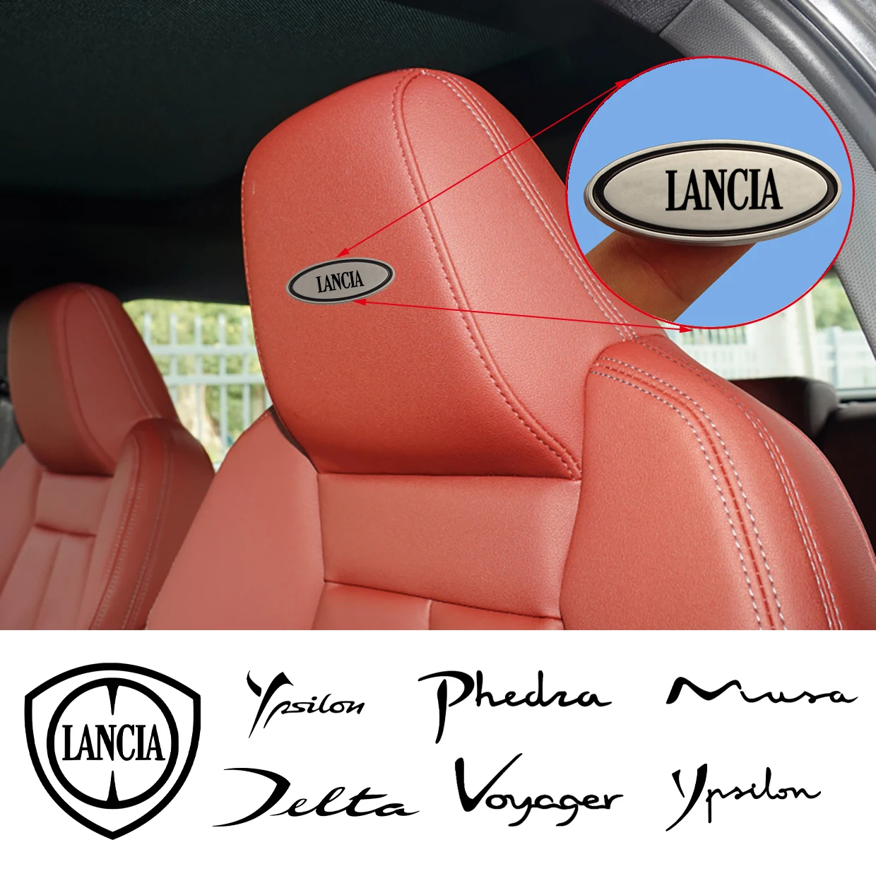 Car Chair Seat Sticker Headrests Badge Metal Sticker For Lancia Thema ...