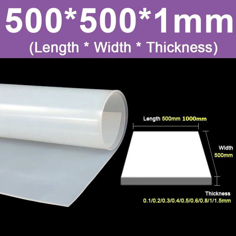 500*500mm Ultra-thin Silicone Rubber Sheet Transparent Film Thickness 0 ...