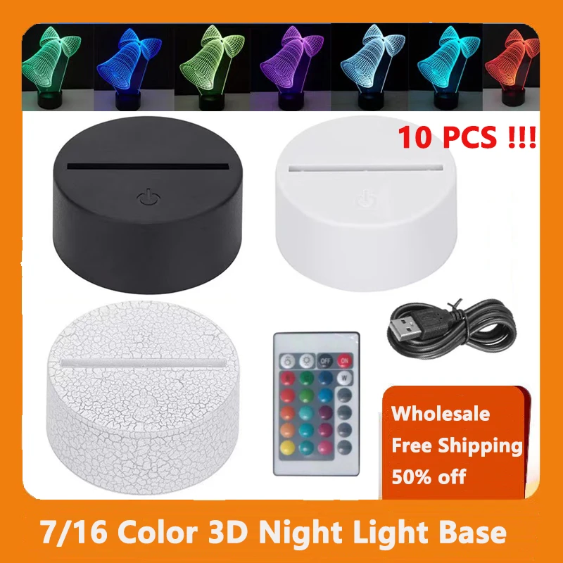 10 Ser 3d Noite Led Base Da Lâmpada Suporte De Luz Base Exibição Diy ...