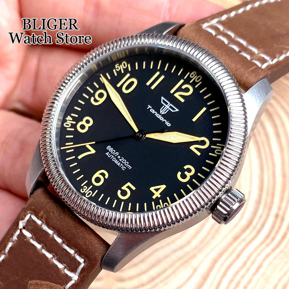 Tandorio-39mm-20ATM-Pilot-Diving-Mechanical-Watch-Men-Fluted-Bezel ...