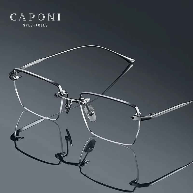 CAPONI-New-Hot-Semi-Rimless-Men-s-Glasses-Frame-Simple-Business-Pure ...