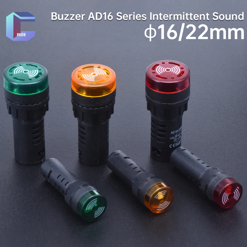 AD16-16SM-16-22mm-Warning-Buzzer-Flashing-Red-LED-Intermittent-Sound ...