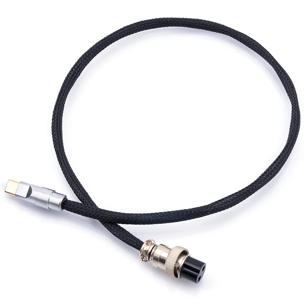 Silver Plated OCC High-fidelity Hifi DC Power Cable GX16-2 Pin To USB ...