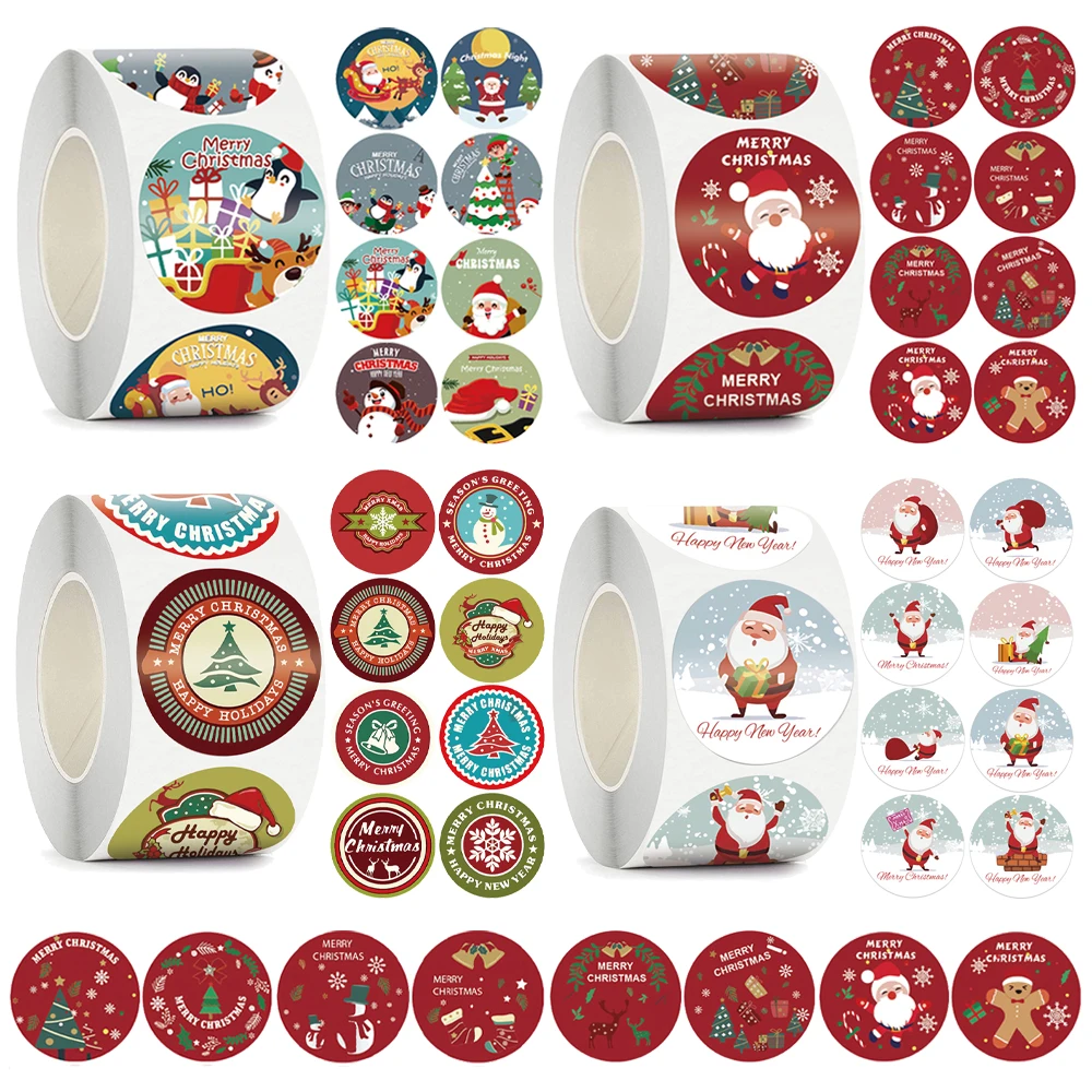 100-500pcs-Merry-Christmas-Stickers-1inch-Adhesive-Labels-for-Kids-Gift ...