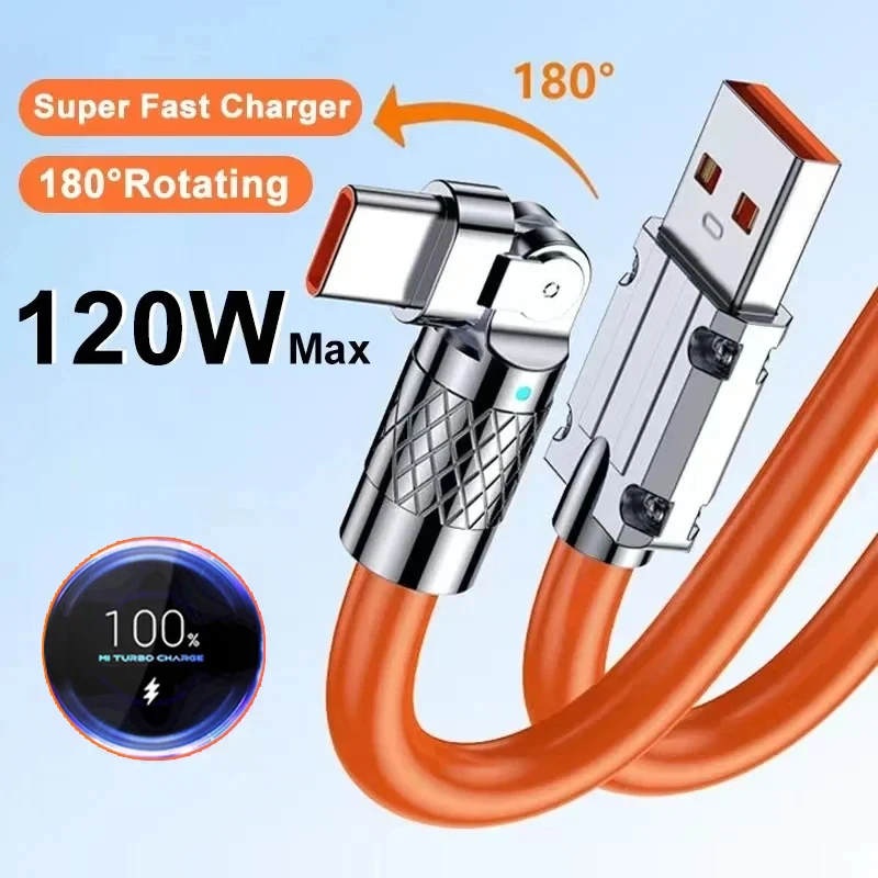 120w-6A-Fast-Charge-Usb-Type-C-Data-Cable-180-Degree-Rotating-Gaming ...