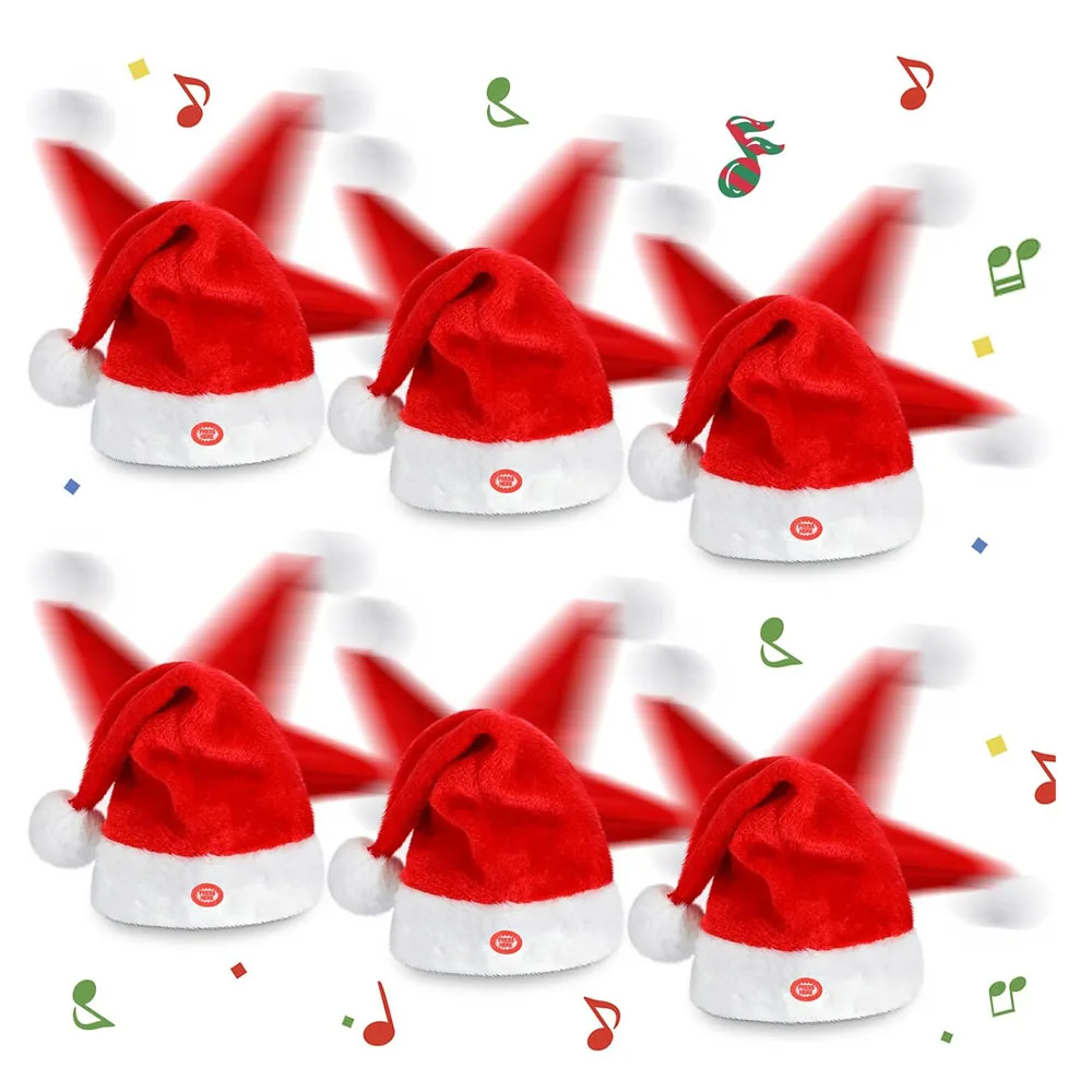 Singing-And-Dancing-Christmas-Hat-Electric-Swing-Moving-Santa-Hat-Plush ...