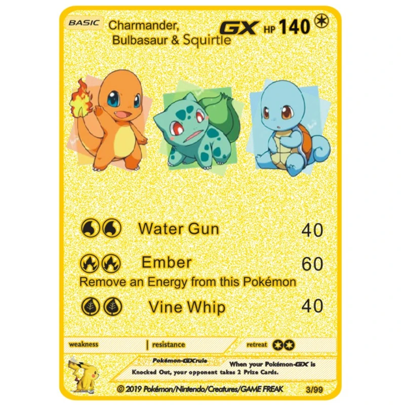 Pokemon Bulbasaur Charmander Squirtle Card