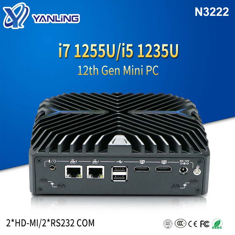 Intel-12th-Core-i7-1255U-i5-1235U-Fanless-Mini-PC-2x-RS232-DDR4-WIFI-4G ...
