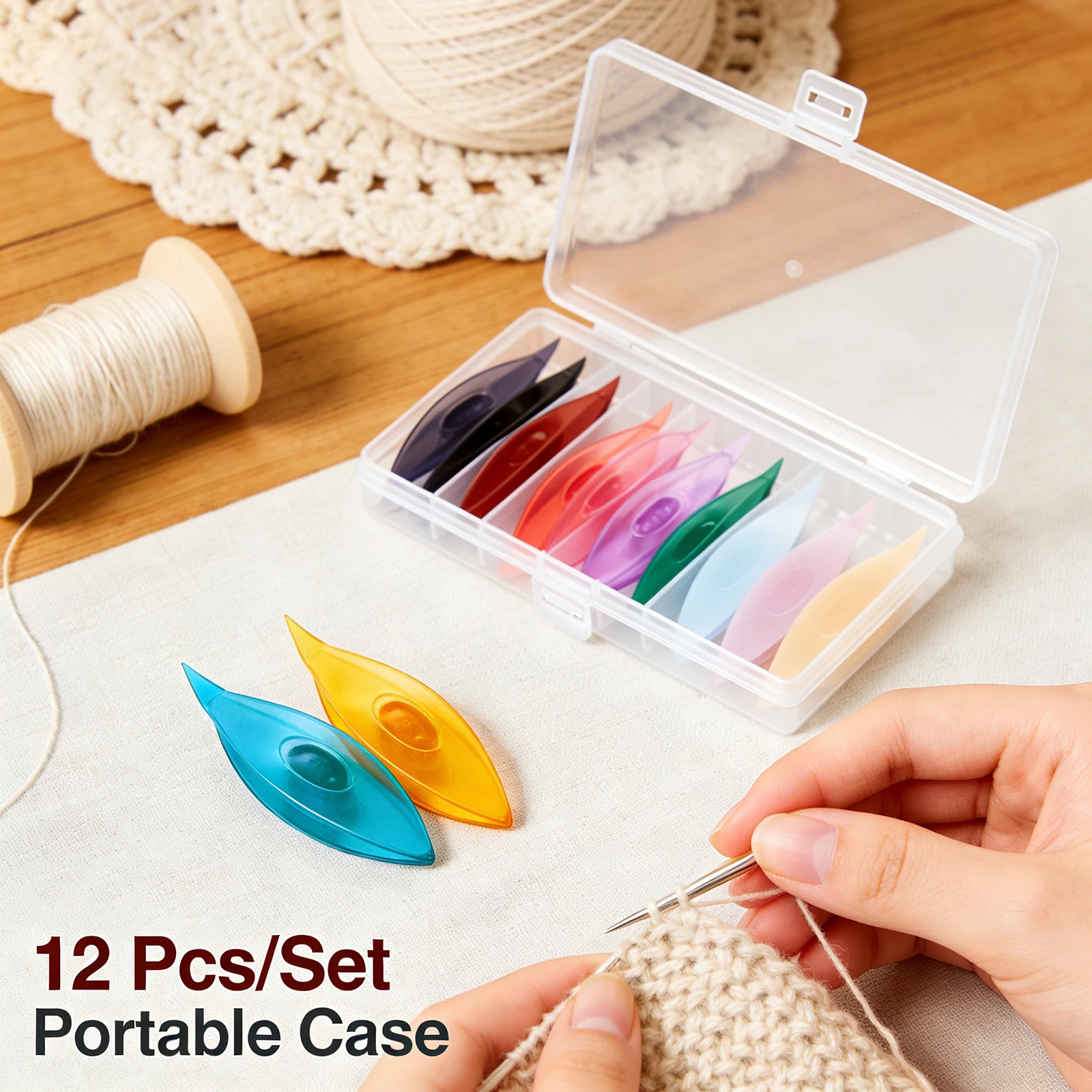 12Pcs Tatting Shuttle Kit Plastic with Storage Box Shuttle Needles ...