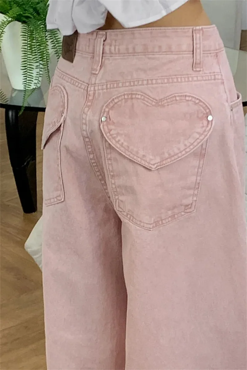 SML 2Colors Spring Autumn 2025 women high wiast Love Pocket jeans ...