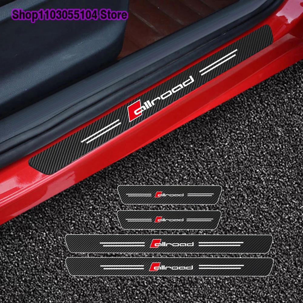 4pcs-Carbon-Fiber-Car-Door-Sill-Sticker-Auto-Threshold-For-Audi-allroad ...