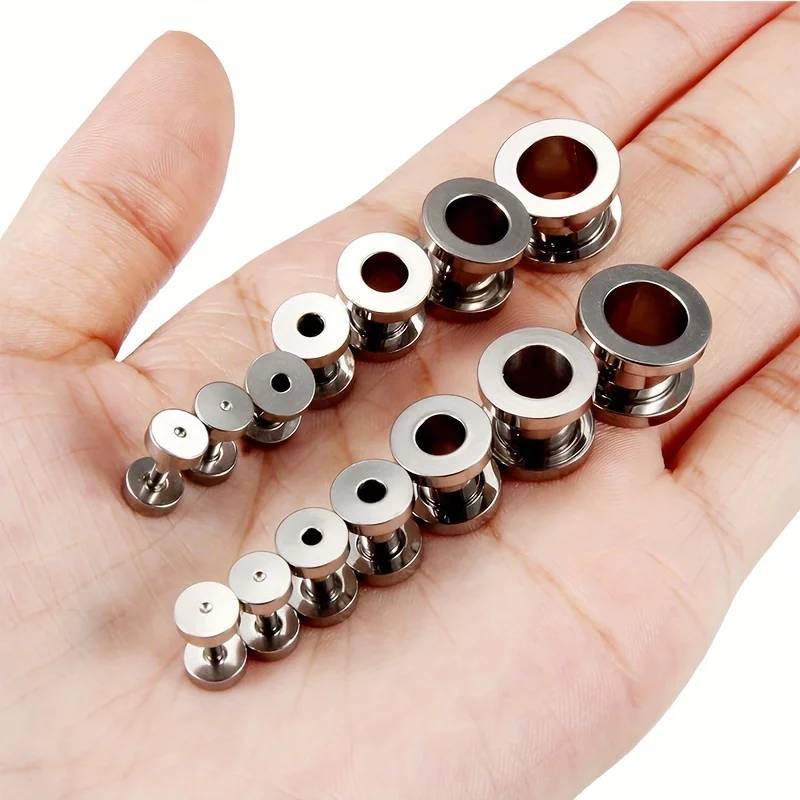 2pcs/16pcs Titanium Stainless Steel Ear Gauge Tunnels Expander ...