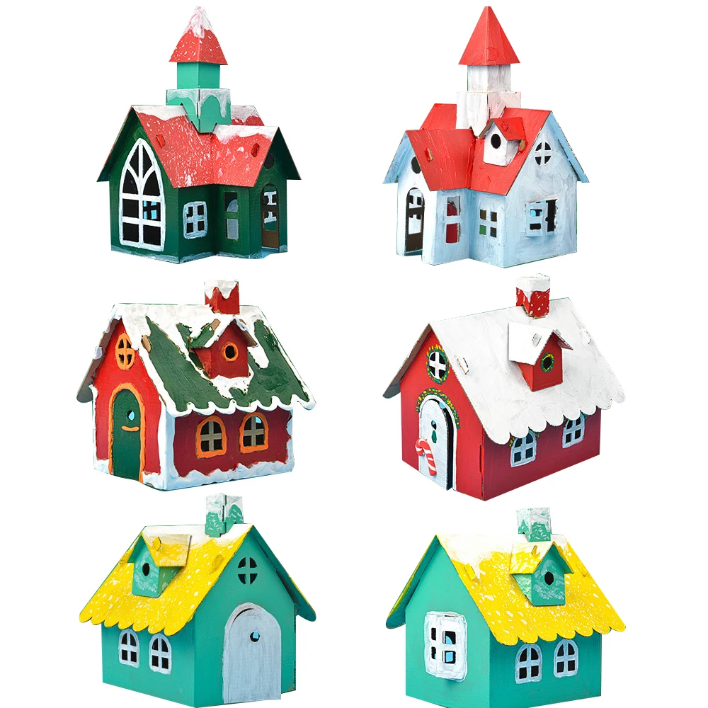 1SET-Christmas-DIY-Paper-House-Multi-Type-Xmas-Houses-Tree-Fence-Set ...