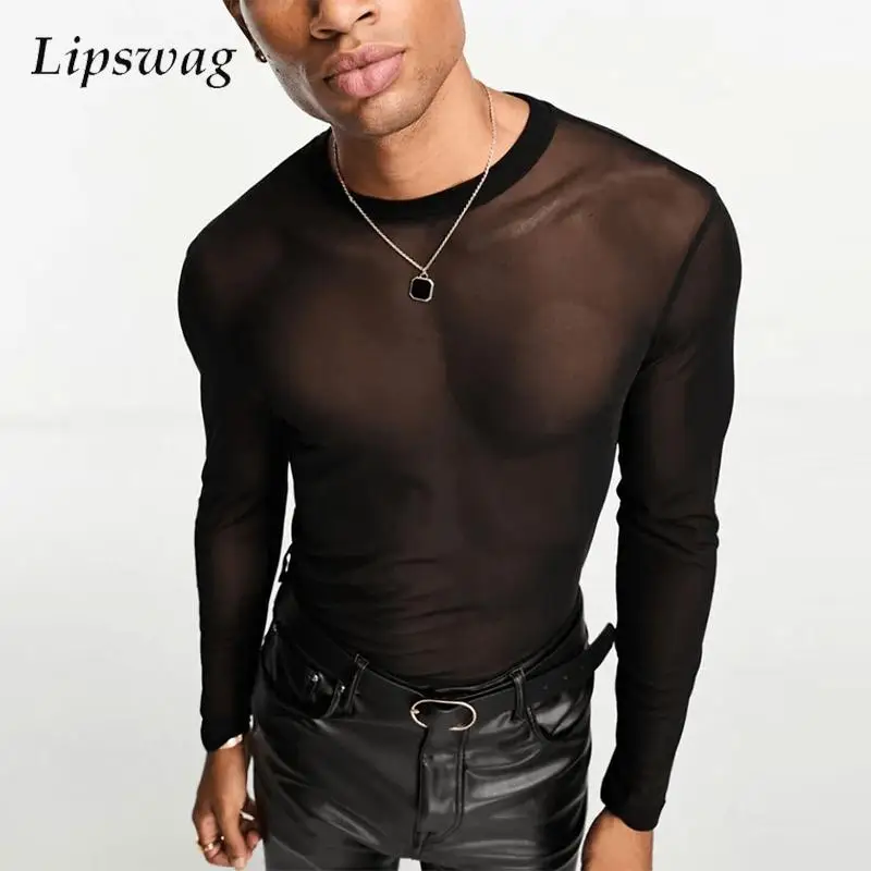 Camisetas-de-malla-transparente-para-hombre-Tops-finos-sexys-ropa-de ...