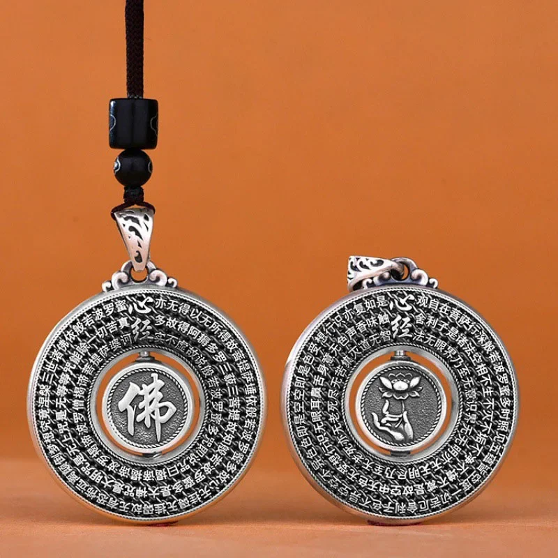 Vintage-Rotatable-Buddha-Lotus-Sutra-Necklaces-Buddhist-Pendant-Men-and ...
