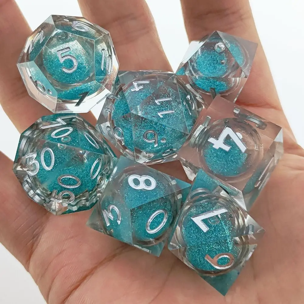2023-New-7Pcs-Set-Creative-Liquid-Fluid-Polyhedral-Dices-New-Resin-Dice ...