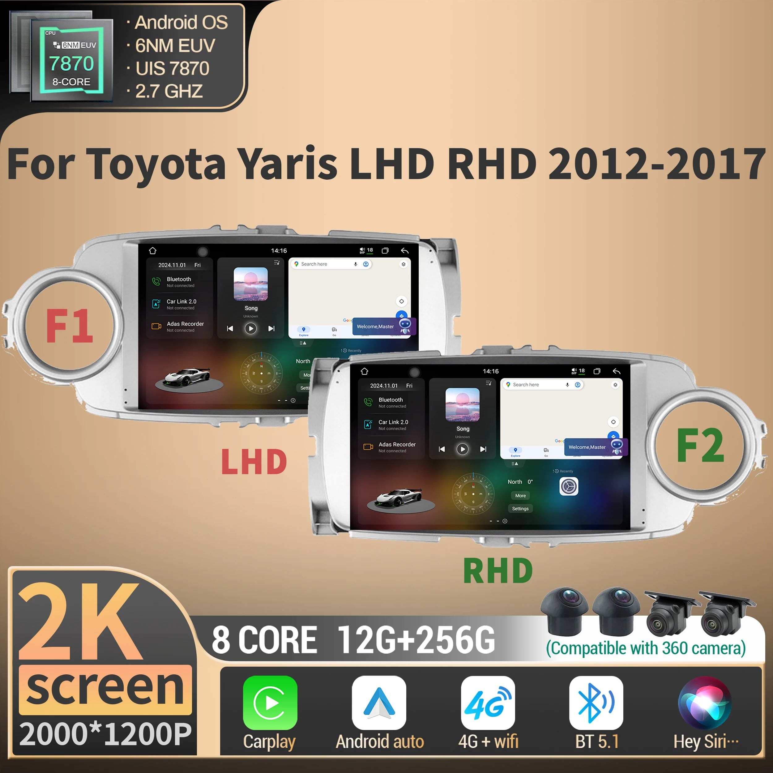 Car Radio Multimedia For Toyota Yaris LHD RHD 2012-2017 Android ...