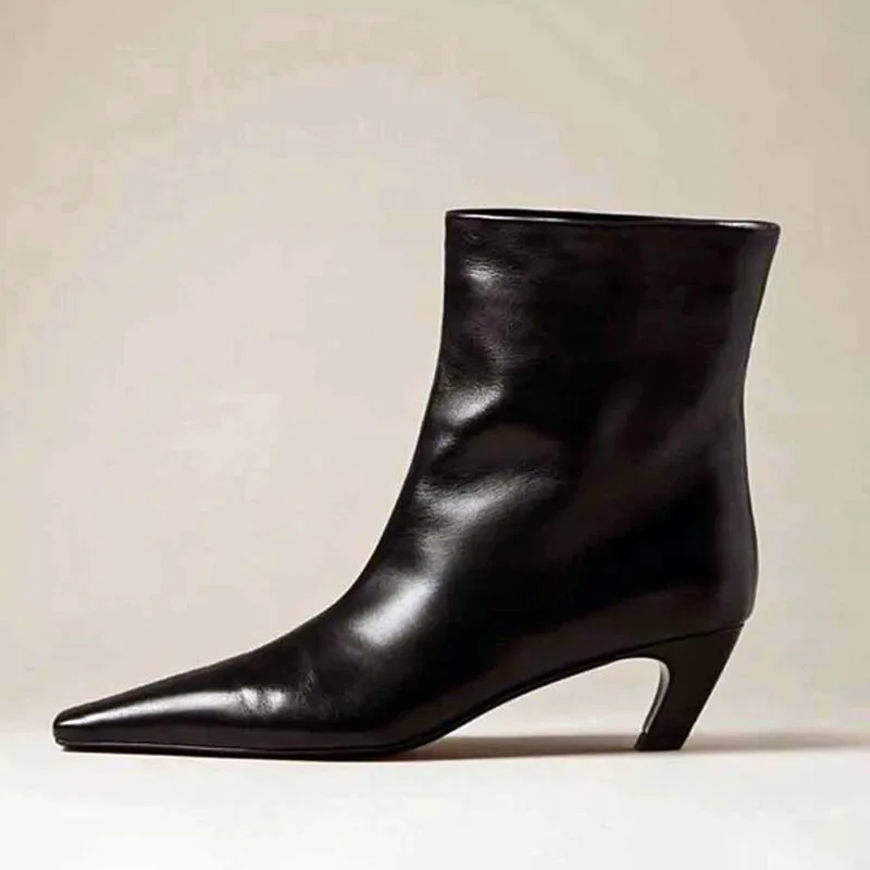 Botas-elegantes-de-piel-suave-para-mujer-Botines-de-tac-n-bajo-y-fino ...