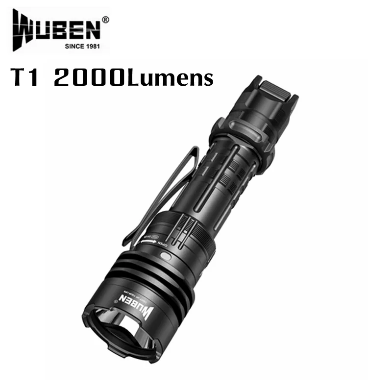 WUBEN T1 Tactical Rechargeable Flashlight 2000Lumens 498 Meters Long ...