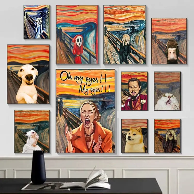 Reprodução Do Grito Por Edvard Munch Cartaz Da Lona, Engraçado Gato E ...