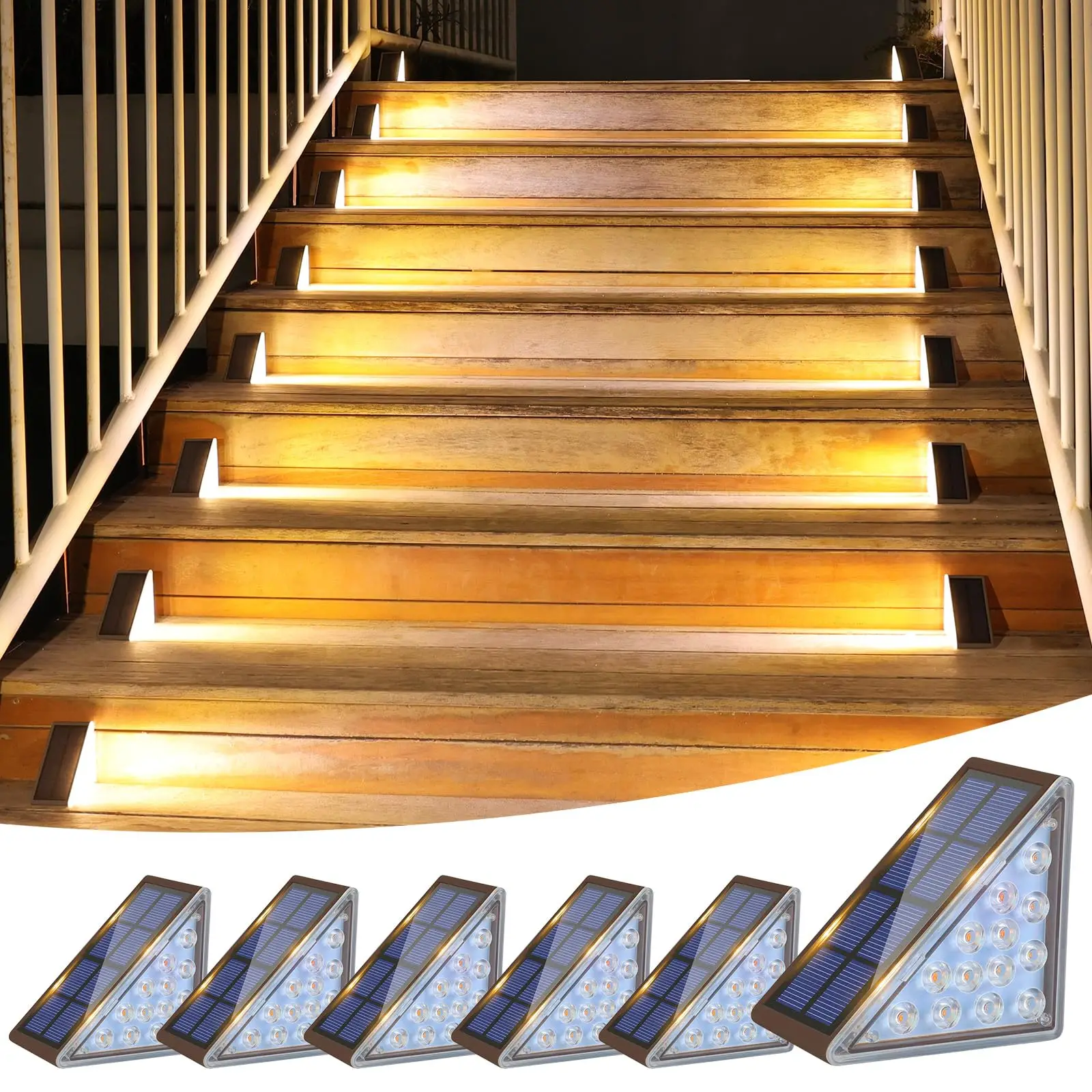 6pc-Solar-LED-Stair-Step-Corner-Light-Night-Sensor-Lamp-Outdoor-IP65 ...