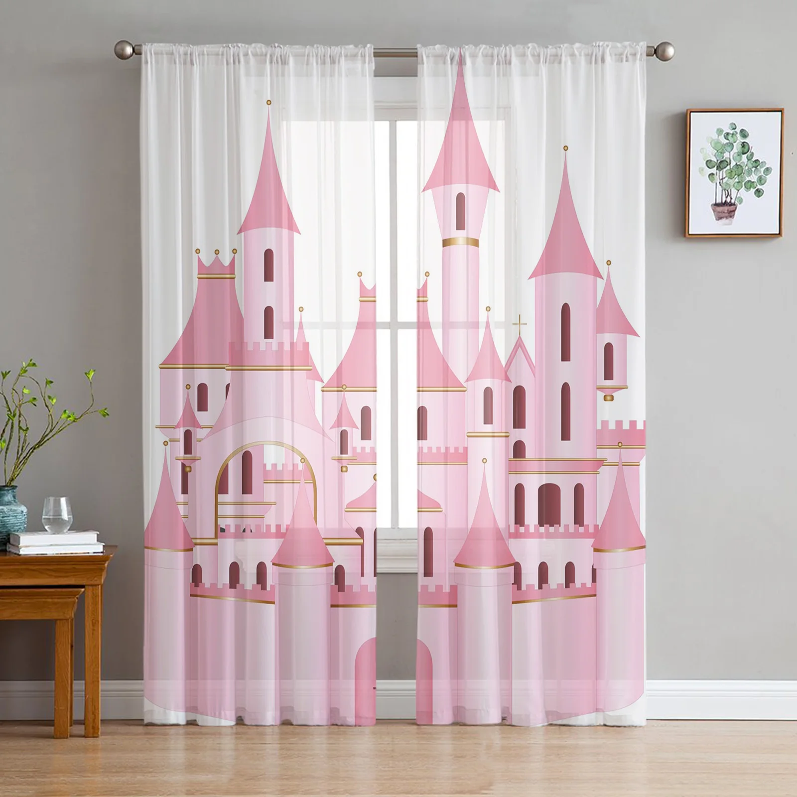 Castle-Pink-Cartoon-Living-Room-Tulle-Curtains-Bedroom-Kitchen ...