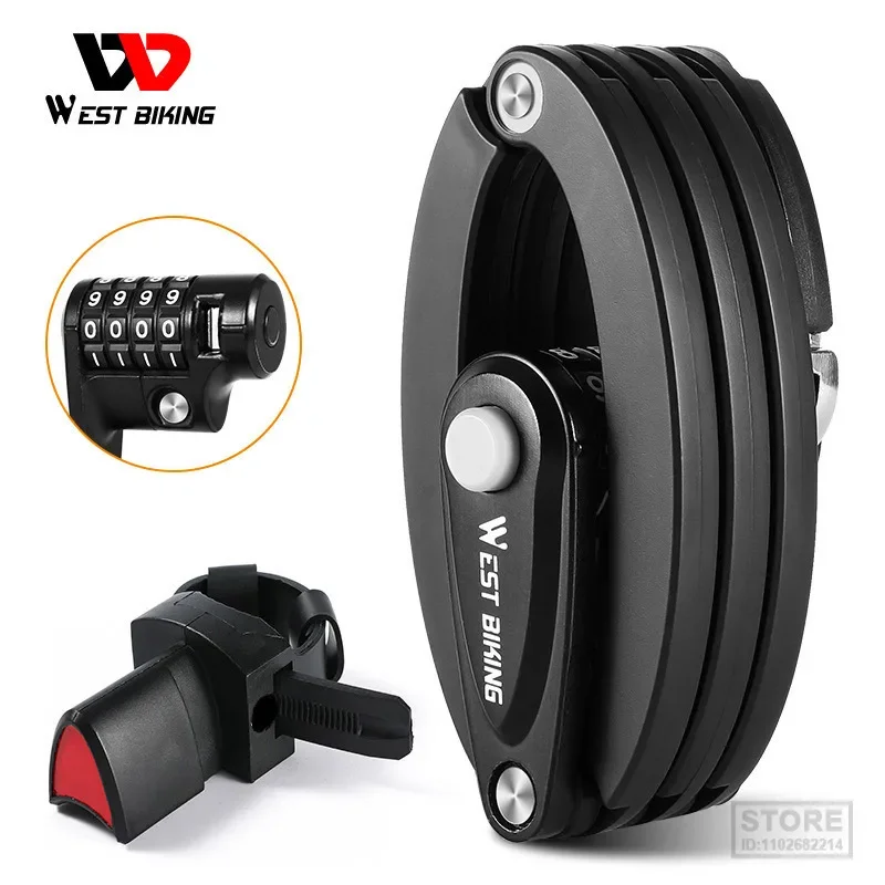 WEST-BIKING-Bicycle-Foldable-Combination-Lock-MTB-Road-Bike-Safety-Anti ...