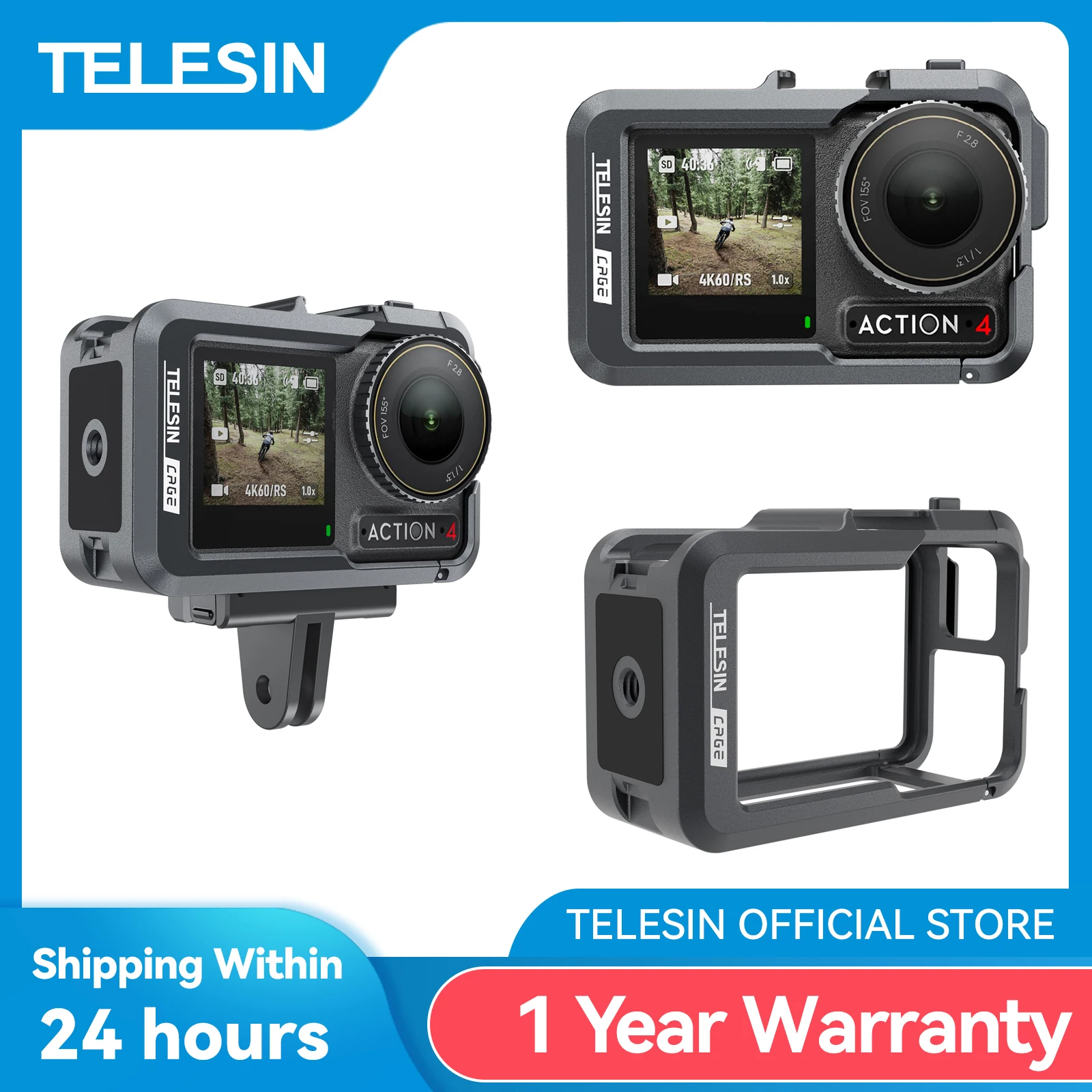 TELESIN-Aluminium-Alloy-Frame-Protective-Case-For-DJI-OSMO-Action-3-4 ...