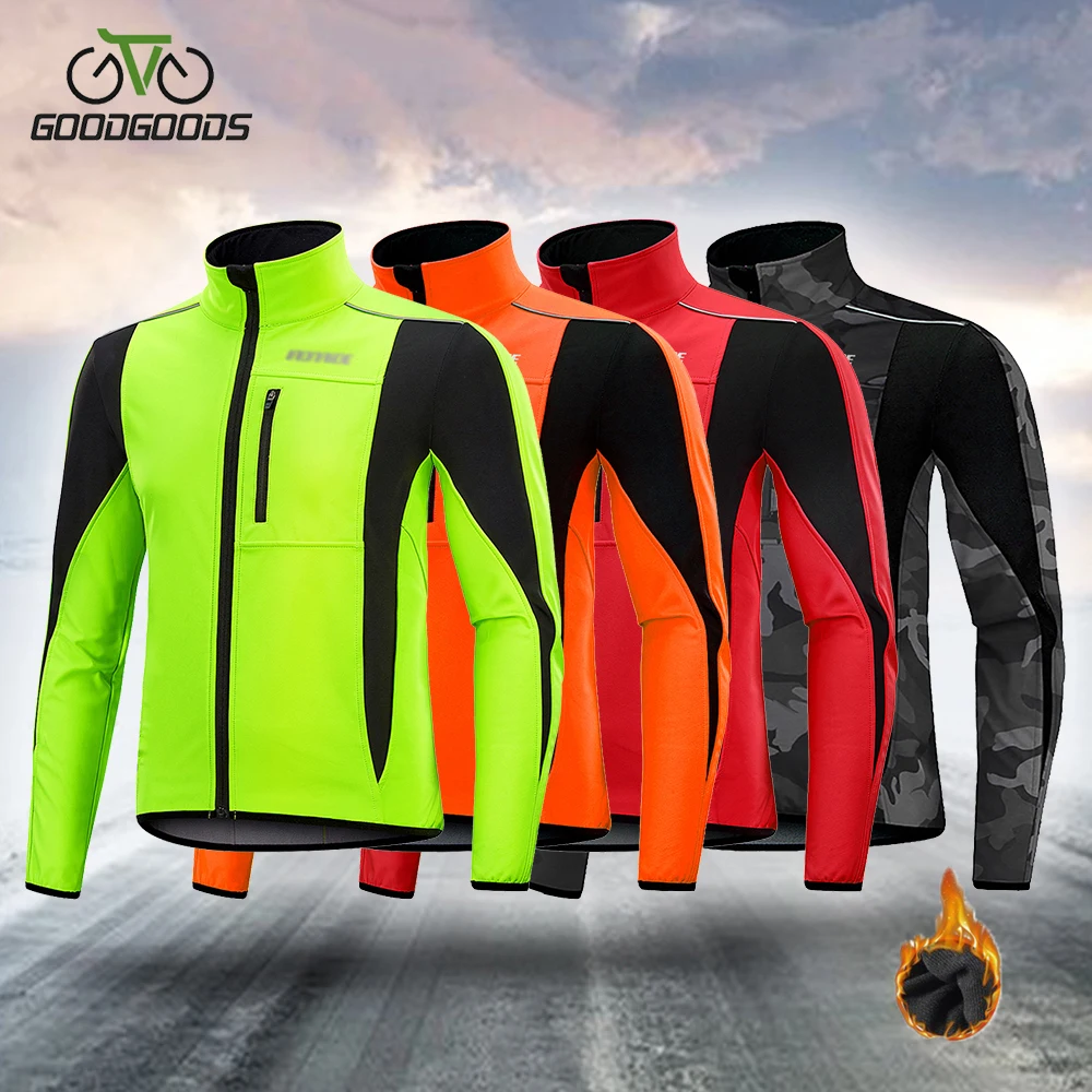 Cycling Jacket Warm Up Thermal Fleece Cycling Jacket Bicycle MTB Road ...