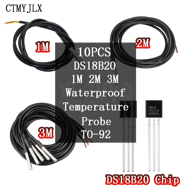 10PCS-Waterproof-18B20-Temperature-Probe-DS18B20-Temperature-Sensor ...