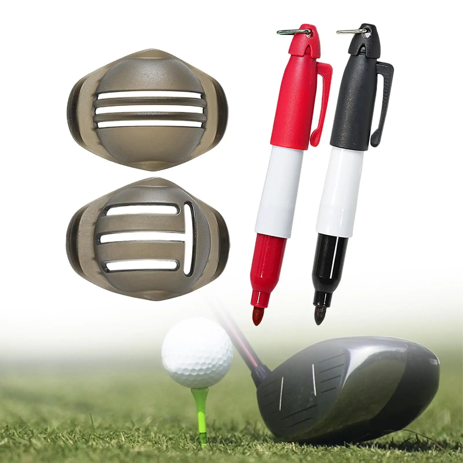 2Pcs-Golf-Ball-Marker-Set-with-2-Pens-Line-Drawing-Training-Lines ...