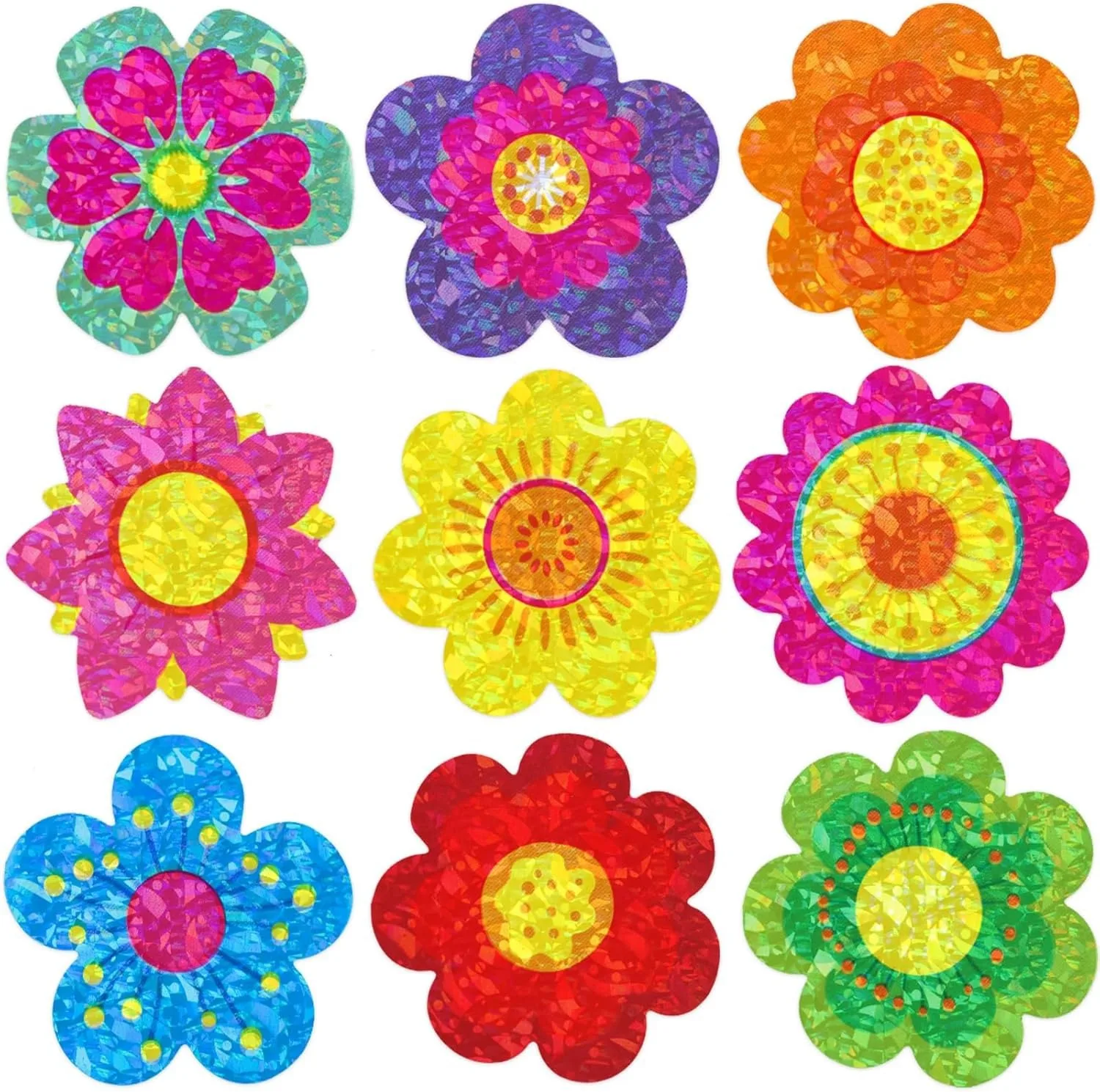 500Pcs/ 1Roll Flower Shaped Laser Beautiful Flowers Sticker Decoration ...