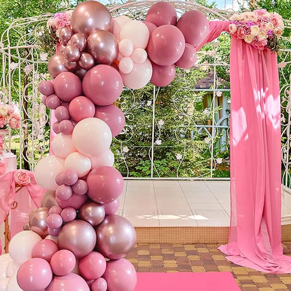 Pink-Wedding-Decor-Balloon-Garland-Retro-Pink-Rose-Gold-Latex-Balloons ...