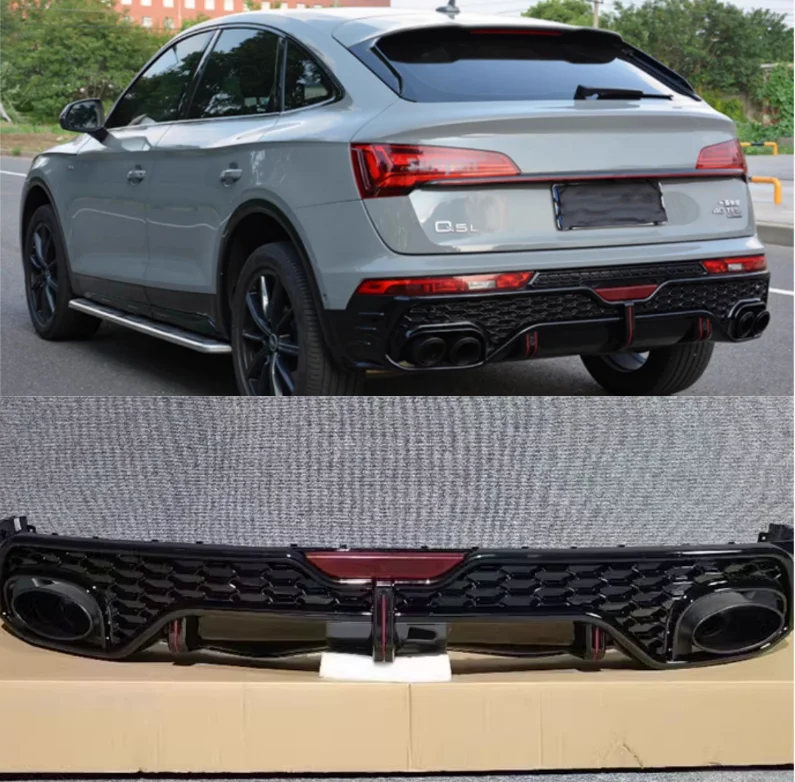 ABS-Black-Rear-Bumper-Diffuser-Exhaust-Tips-For-Audi-Q5-Sportback-2021 ...