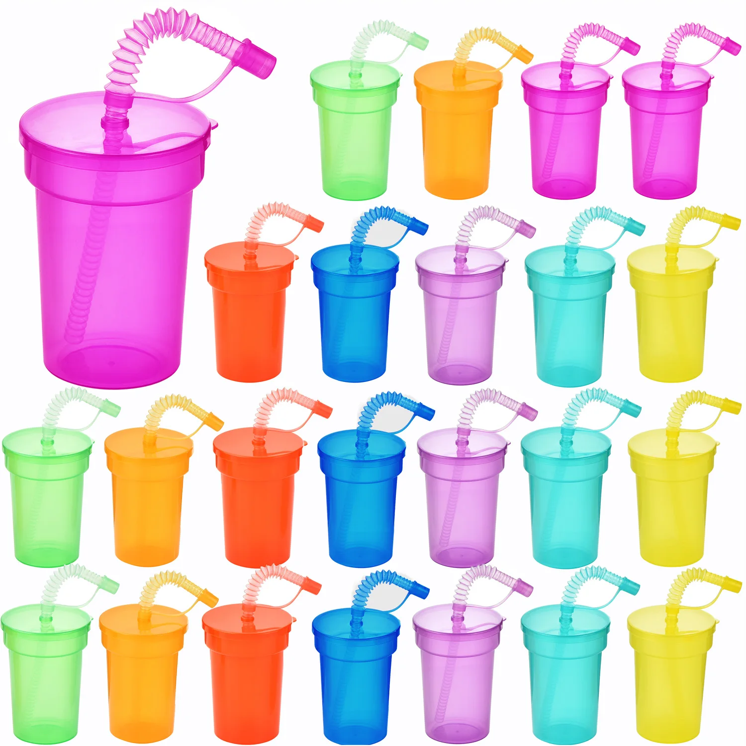 Neon-Sipper-Cups-Colorful-Spill-Proof-Cups-with-Lids-and-Straws-Ideal ...