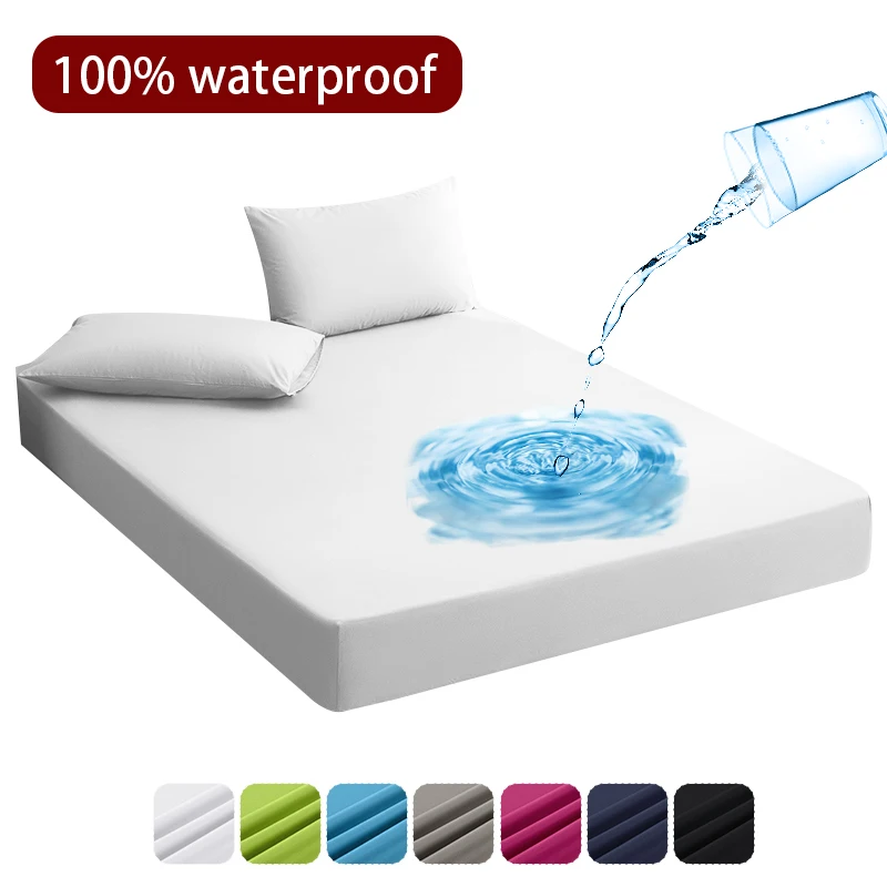 Waterproof-Solid-Color-Mattress-Covers-Protector-Adjustable-Non-slip ...