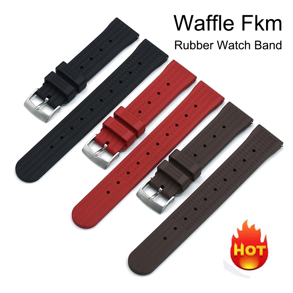 Premium-Grade-Waffle-FKM-Watch-Band-20mm-22mm-Quick-Release-Fluoro ...