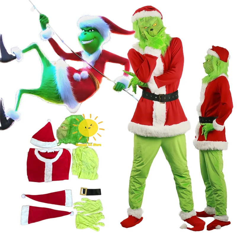 Beast reino natal o grinch cosplay trajes jaqueta calças máscara chapéu ...