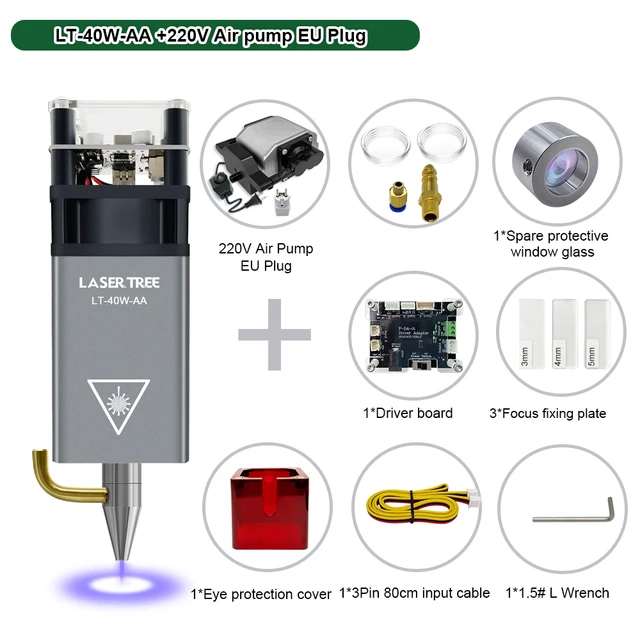 LASER TREE 10W 20W 30W Optical Power Laser Head with Air Assist Pump ...