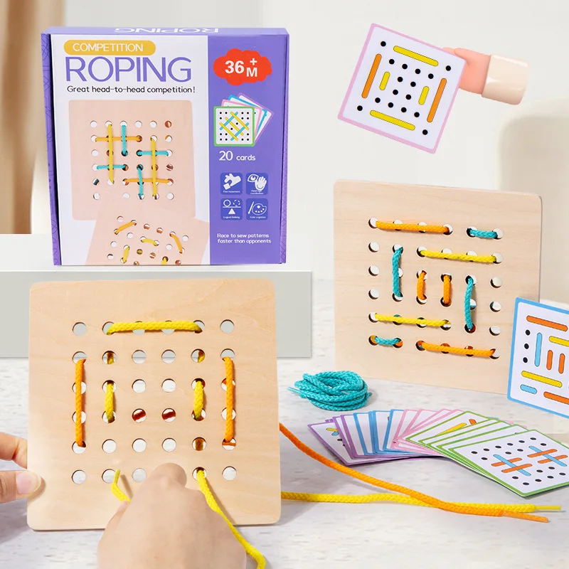 Montessori-Shape-Threading-Rope-Game-Wooden-Puzzle-Busy-Board-with ...