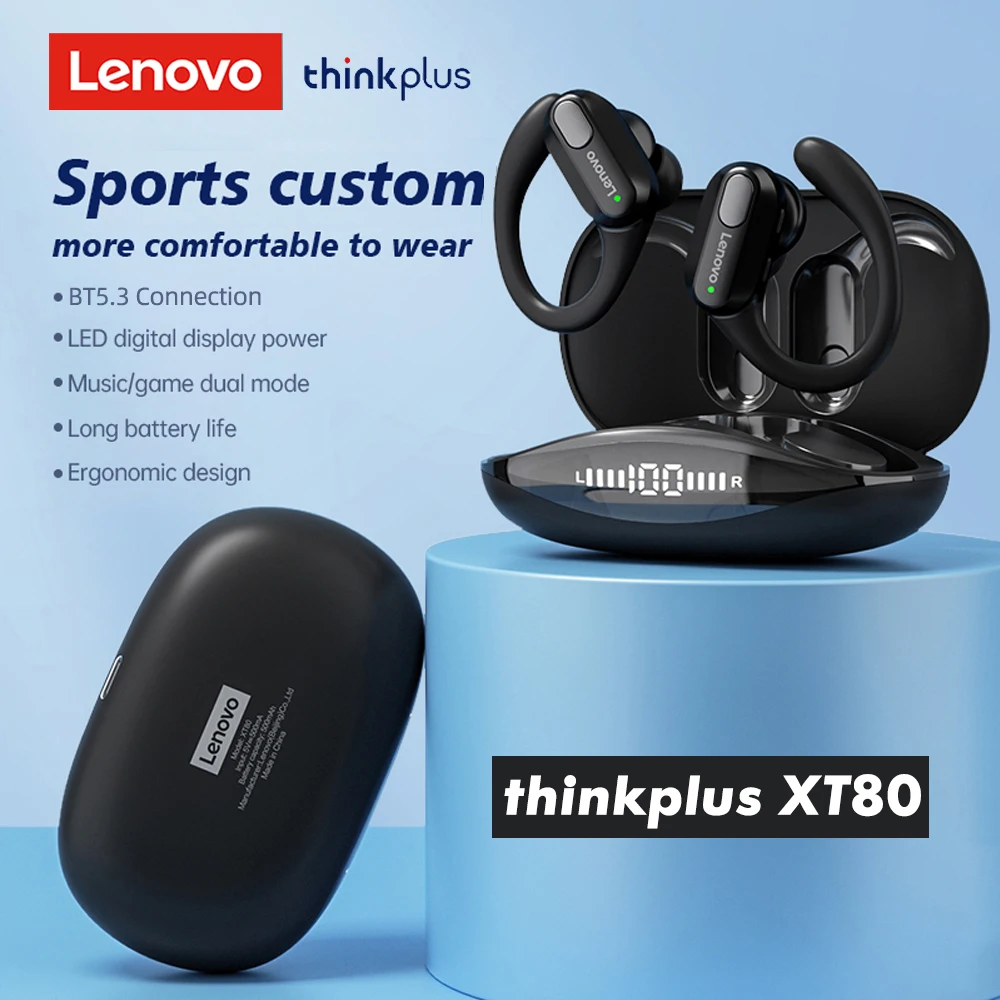 Lenovo thinkplus xt80 sem fio bt 5.3 esporte fone de ouvido mini fones ...