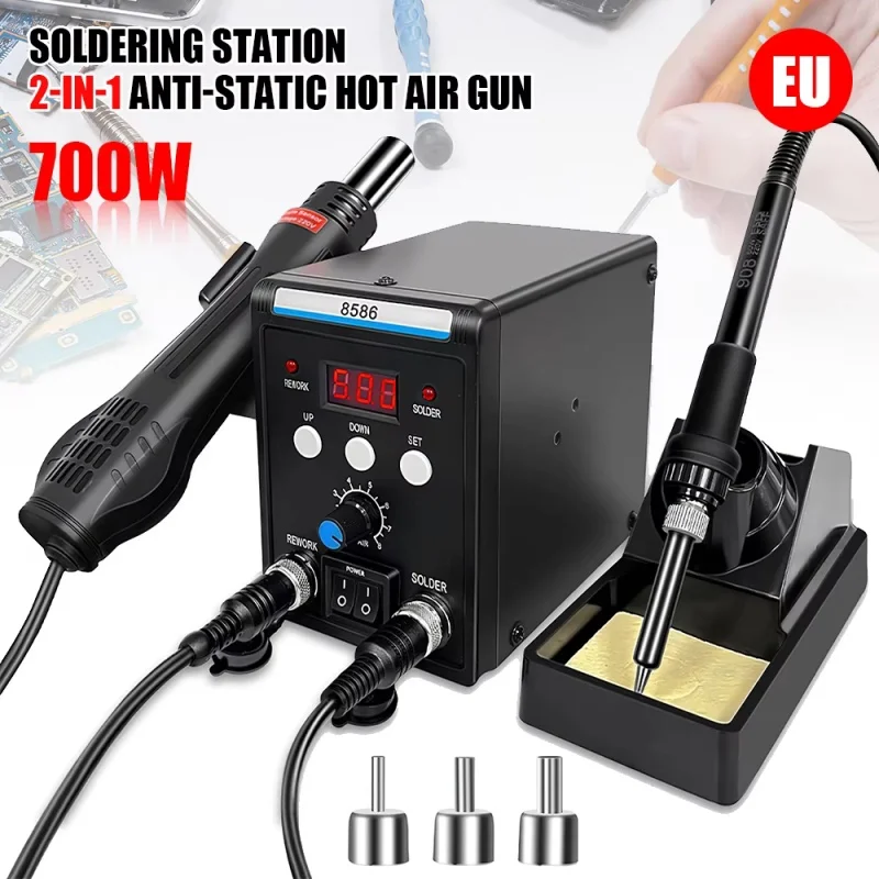 2 in 1 Soldering Iron Hot Air BGA Rework Solder Station Heat Gun ...