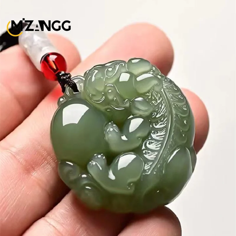 Pure-Natural-Hetian-Jade-Pendant-Hetian-Jade-Pixiu-Green-and-White-Jade ...